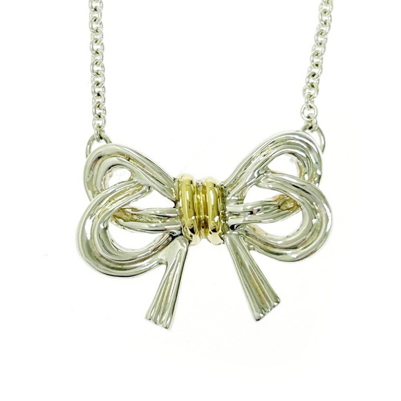 Tiffany & Co. | Bags | Tiffany Co Silver Gold Ribbon Necklace | Poshmark